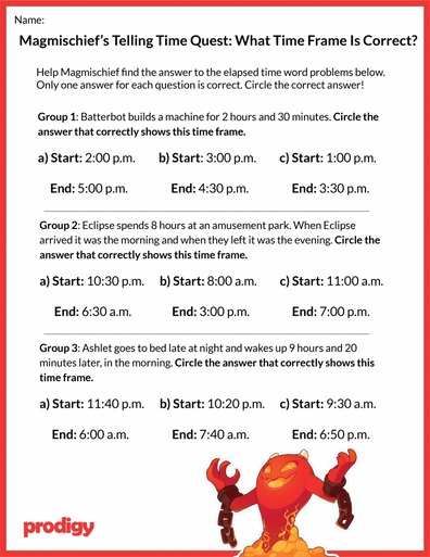 Telling time worksheets: 20 effective practice materials | Prodigy ...
