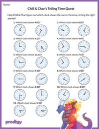Telling time worksheets: 20 effective practice materials | Prodigy ...